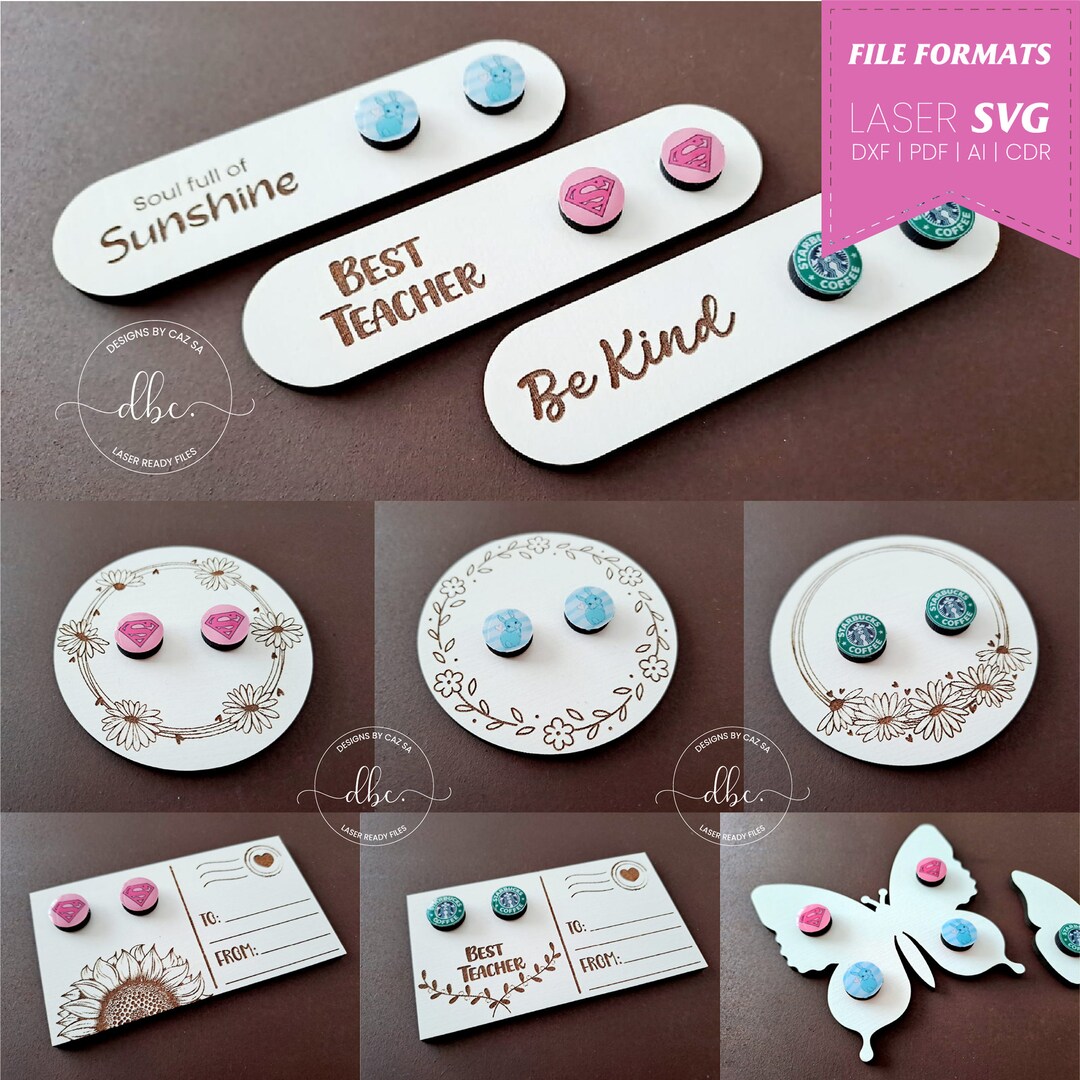Wooden Earring Tags With Quotes | Bundle of 30 | Laser Cut Files ...