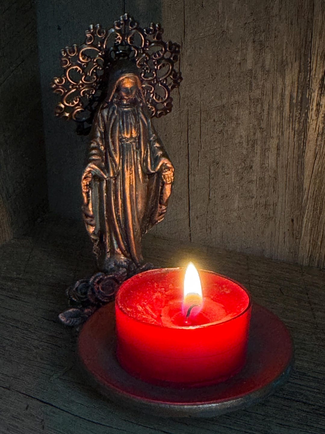Our Lady of Roses Shrine/offering Dish/ Tealight Holder/rosa Mystica ...