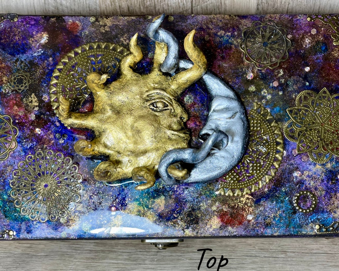 Moon and Sun Treasure Box/tarot Box/ Card Box/crystal Box/altarbox ...