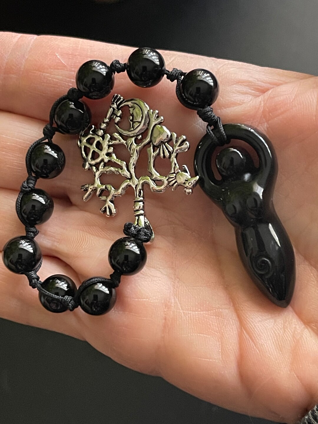 Cimaruta Protection Beads/ Black Onyx Goddess /goddess Luck Protection ...