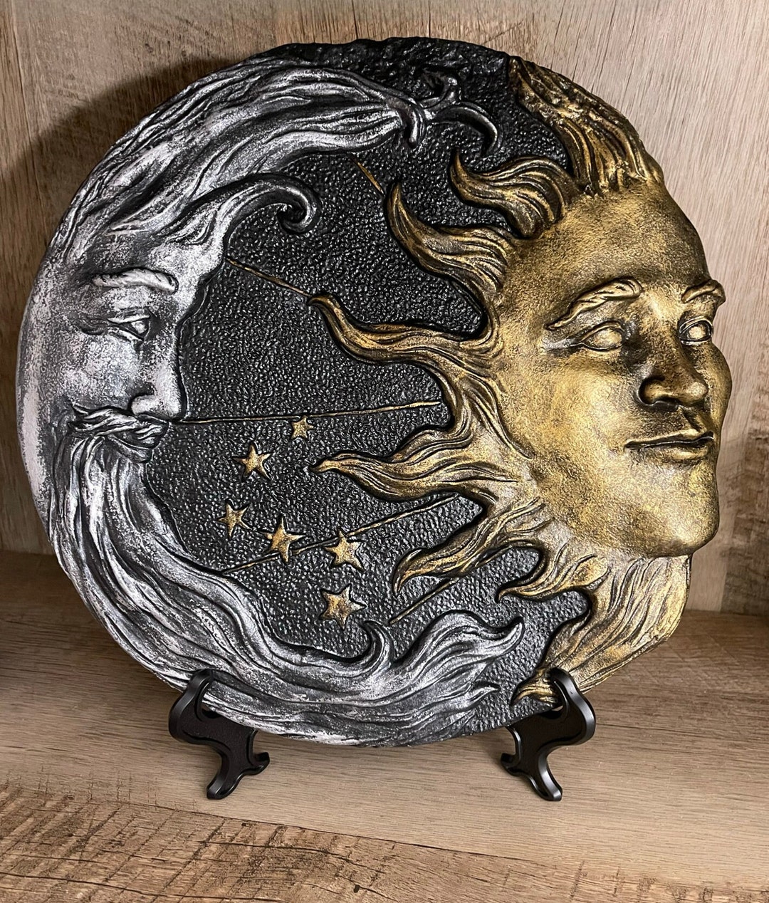 Dark Moon Wall Plaque /moon & Sun Plaque/celestial Plaque - Etsy