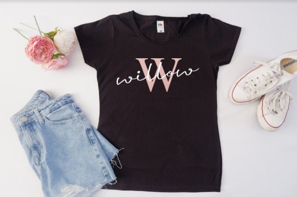Personalised Initial and Name T-shirt Leopard Print Initial - Etsy