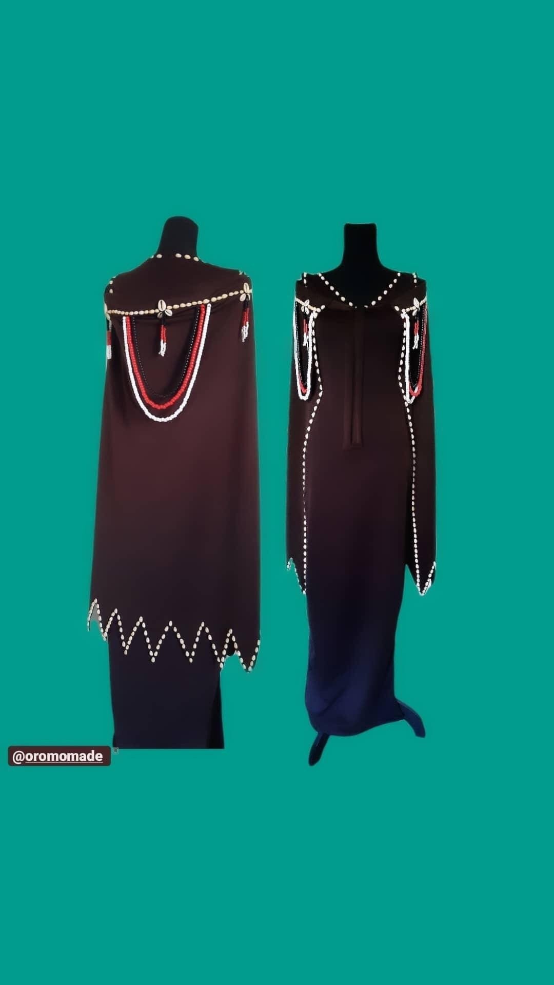 Arsi-oromo Traditional Dress With Beaded Cape - Etsy