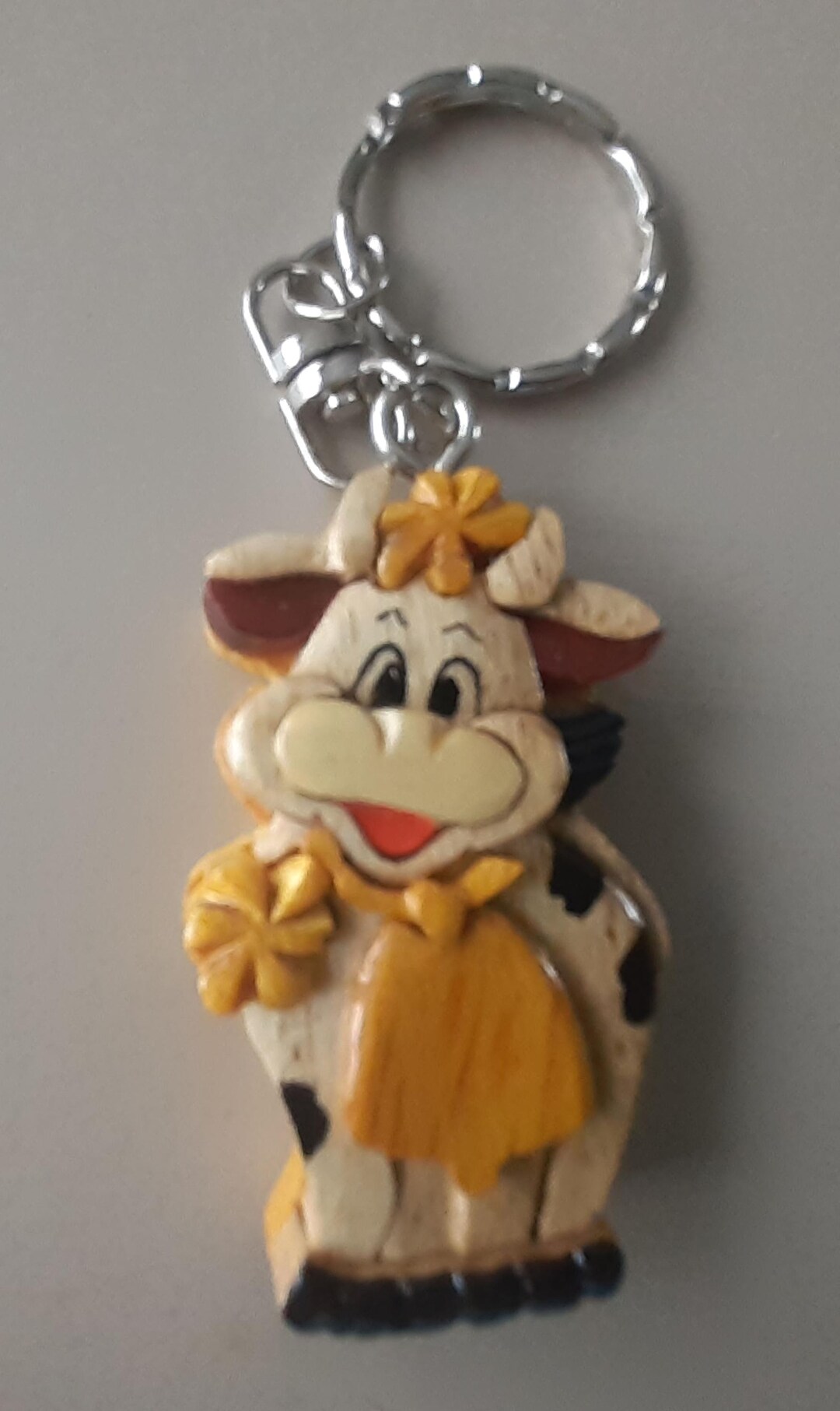 Wooden Cow Key Ring - Etsy