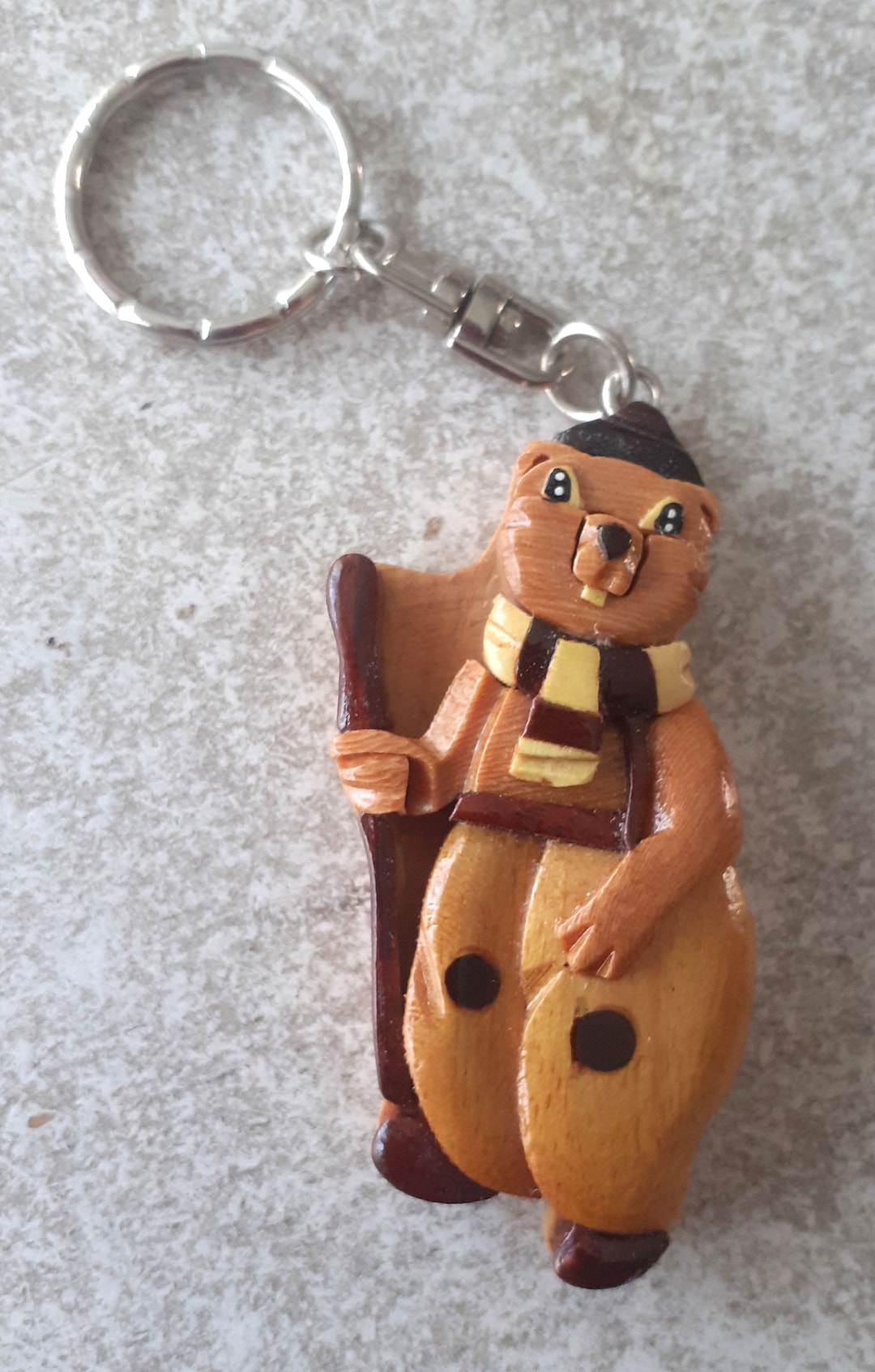 Marmot Wooden Key Ring - Etsy