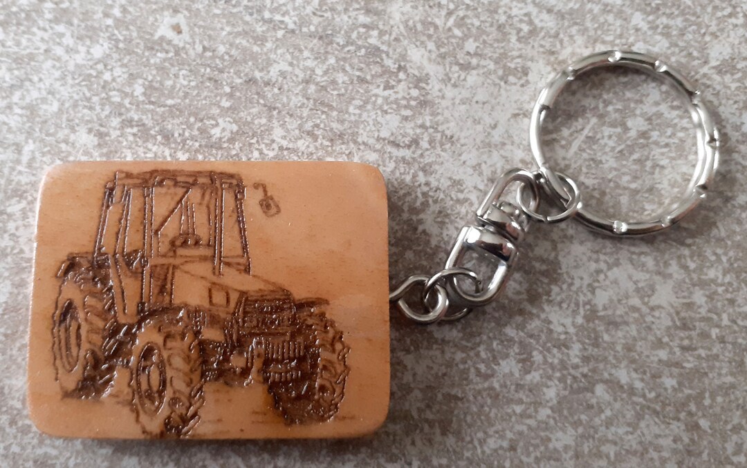 Varnished Wooden Tractor Key Ring - Etsy Australia