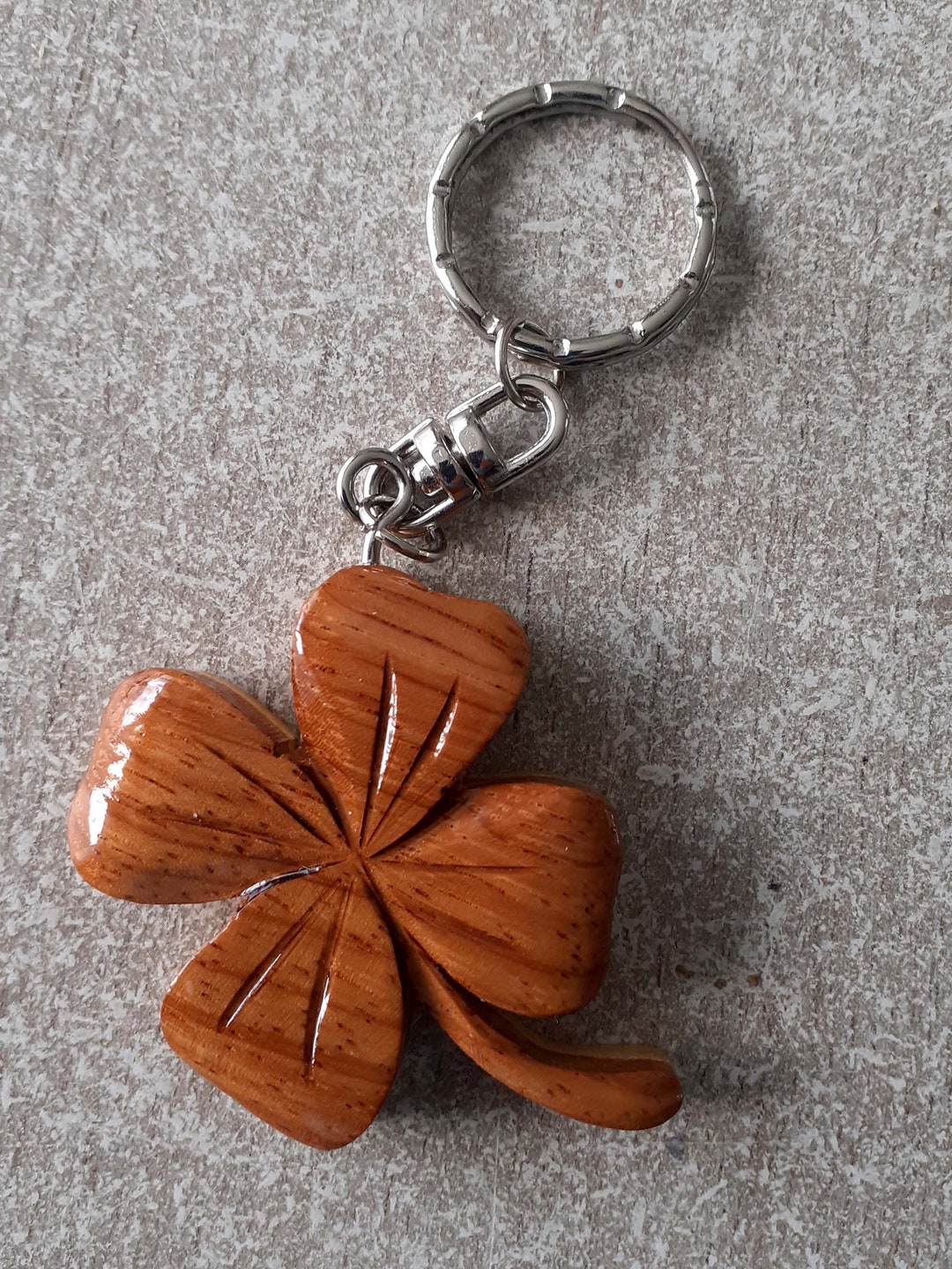 Solid Wood Four-leaf Clover Key Ring - Etsy