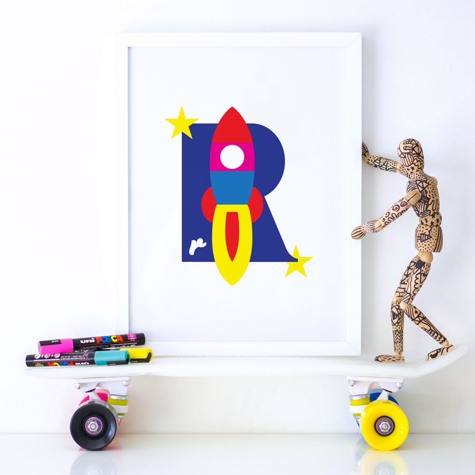 Letter R Rocket Print | Etsy