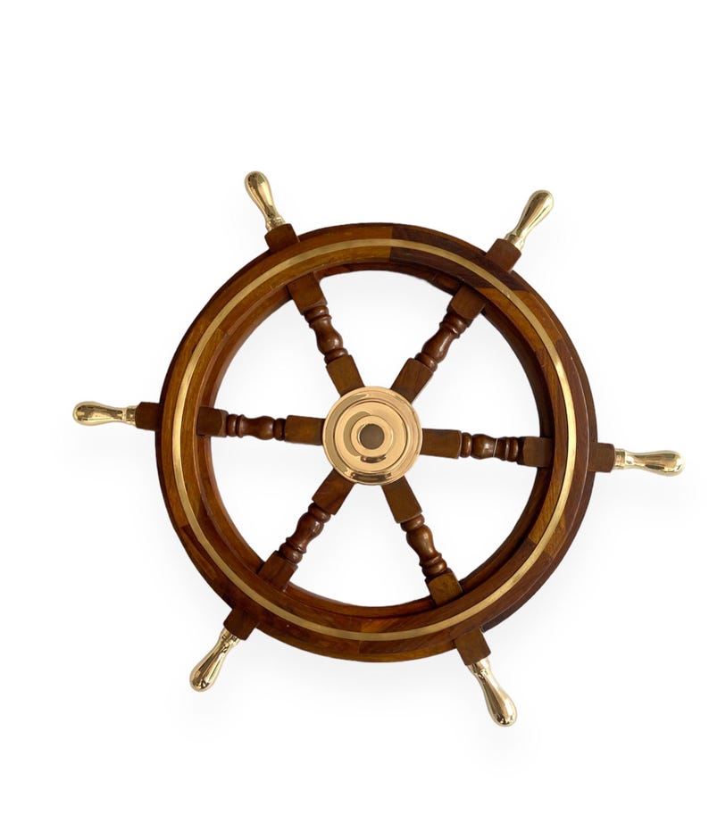 Handcrafted Wooden Ship Wheel: Nautical Wall Decor With Brass - Etsy