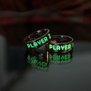 Player 1 & Player 2 Glow in the Dark Ring - Gamer Ring - Silver - Etsy