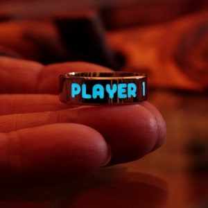 Player 1 & Player 2 Glow in the Dark Ring - Gamer Ring - Silver - Etsy
