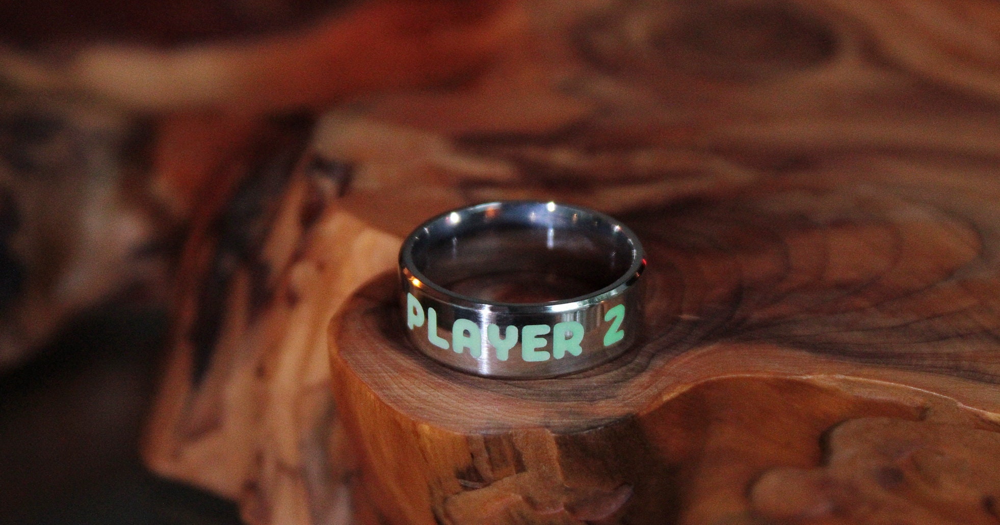Player 1 & Player 2 Glow in the Dark Ring - Gamer Ring - Silver - Etsy