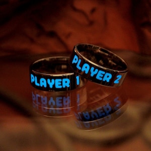Player 1 & Player 2 Glow in the Dark Ring - Gamer Ring - Silver - Etsy