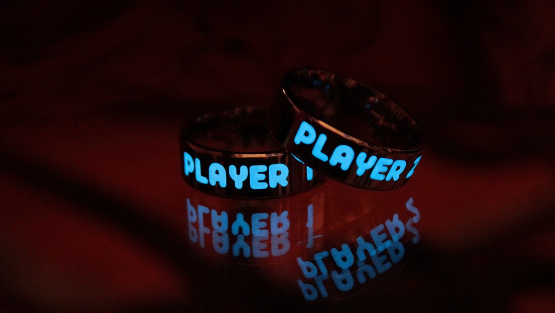 Player 1 & Player 2 Glow in the Dark Ring - Gamer Ring - Silver - Etsy