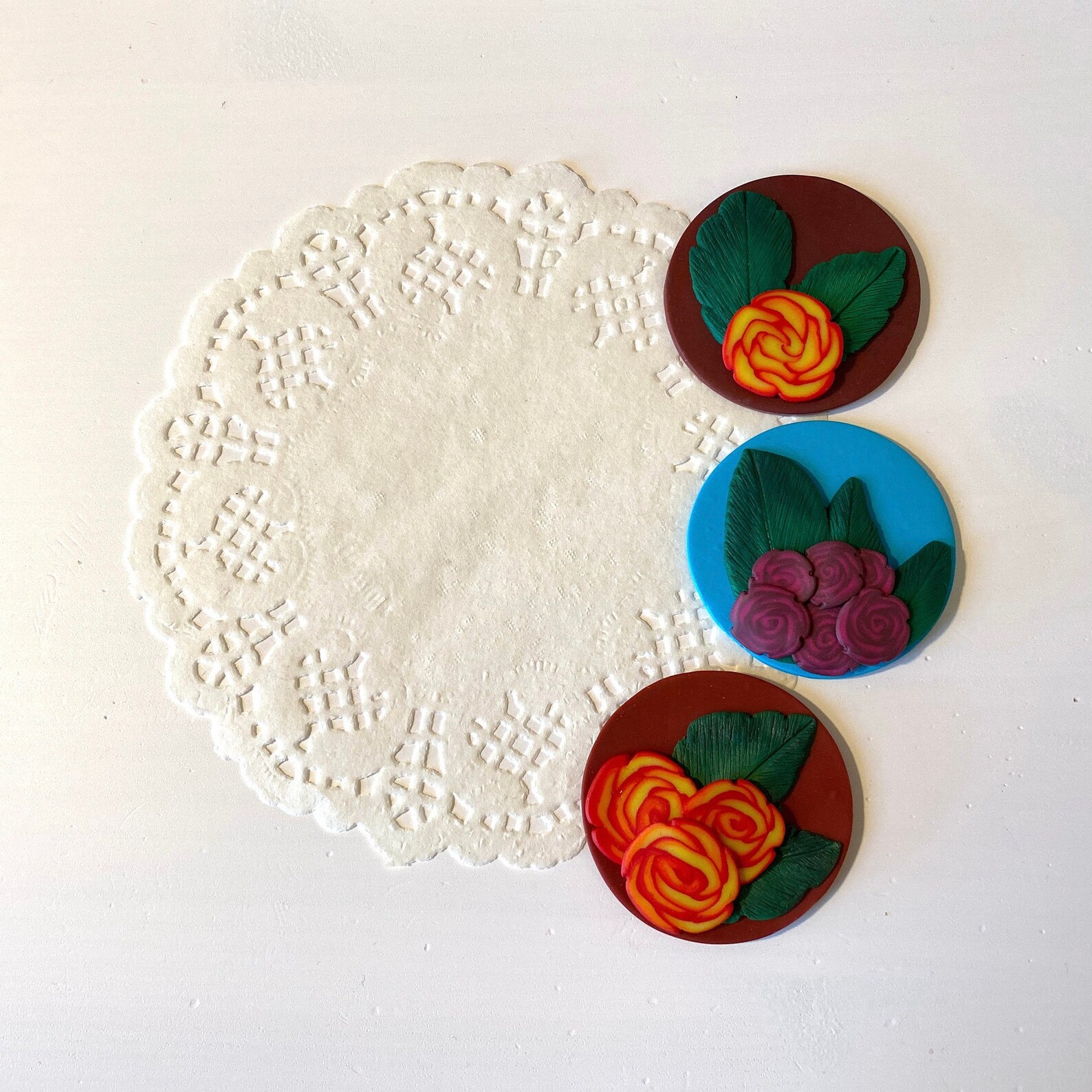 ROUND FLORAL MAGNET Round Brown Floral Magnet Floral Magnet - Etsy