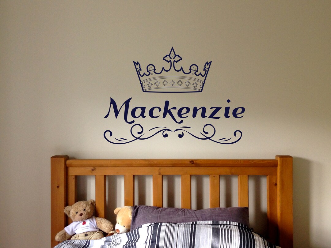 Mackenzie Boy Name Prince Crown King Nursery Kids Room Wall Sticker ...