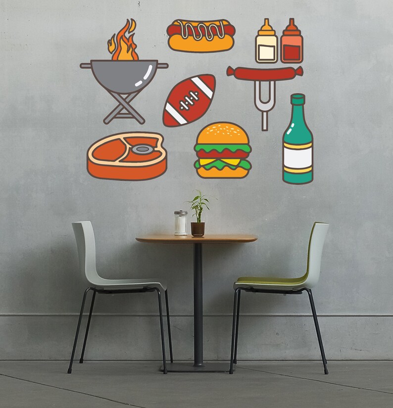 BBQ Food Restaurant Logo Emblem Sign Car Wall Sticker Vinyl Decal Mural ...