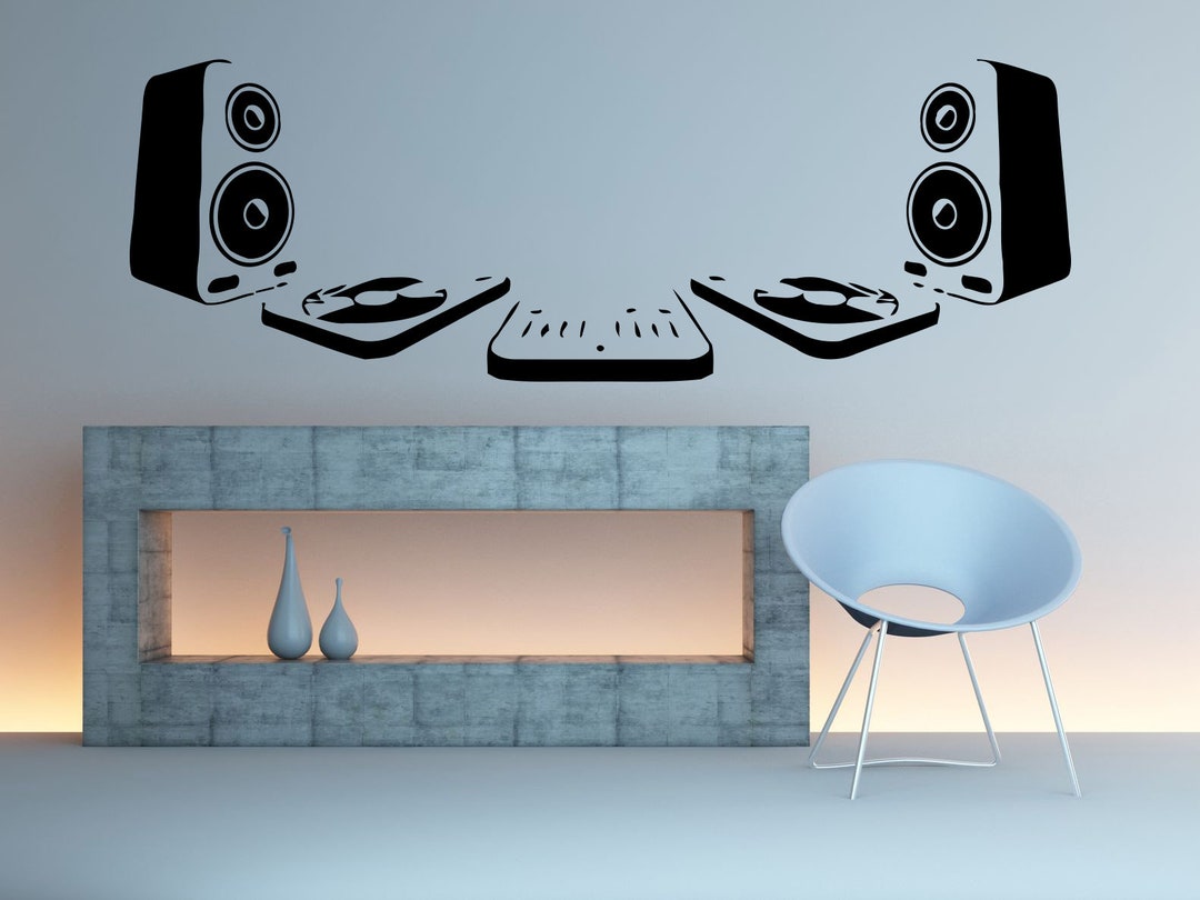 Music Sound EDM Speakers DJ Club Wall Sticker Vinyl Decal Mural Art ...
