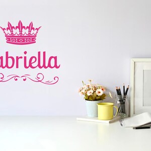 Gabriella Girl Name Princess Crown Queen Nursery Kids Room Wall Sticker ...