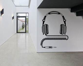 Headphones Wall Decal Music Vinyl Decal Sticker Murals Interior ...