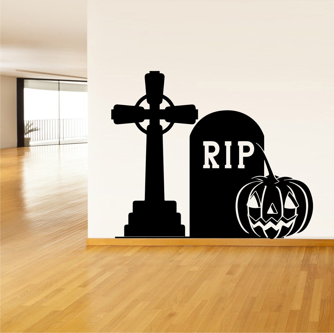 Spooky Wall Art Decoration Horrible Grave Wall Sticker Pumpkin Vinyl ...