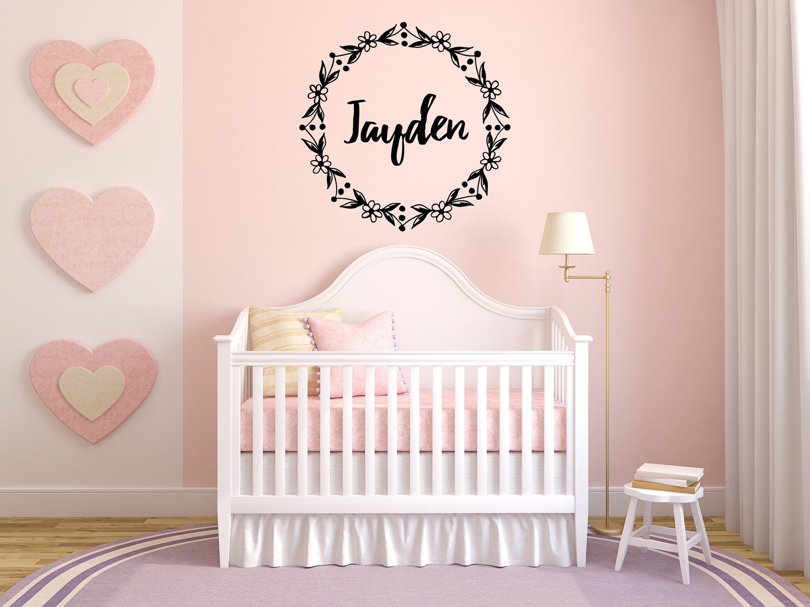 Jayden Girl Name Wreath Flowers Floral Nursery Kids Room Wall - Etsy