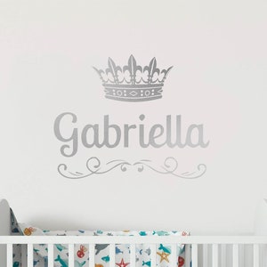 Gabriella Girl Name Princess Crown Queen Nursery Kids Room Wall Sticker ...