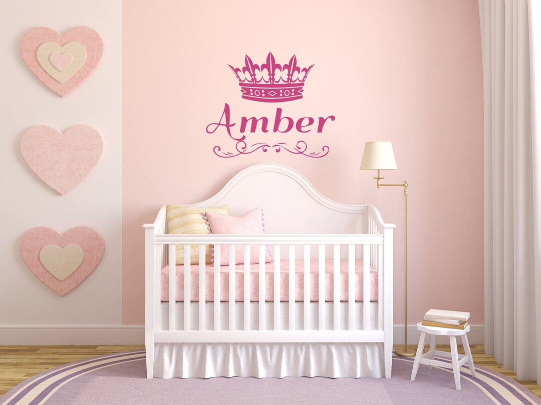 Amber Girl Name Wall Decal Queen Princess Crown Vinyl Sticker Girls ...
