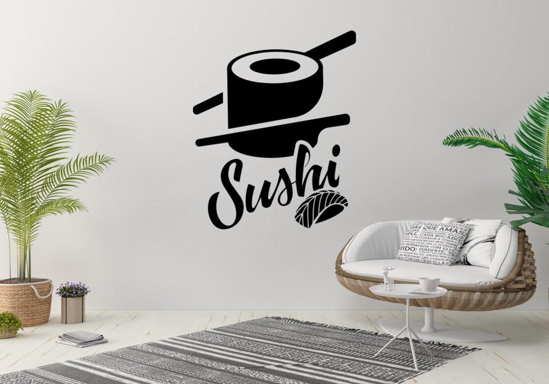 Sushi Restaurant Japanese Food Logo Emblem Sign Wall Sticker Vinyl ...