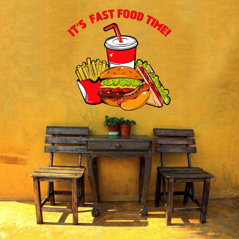 Fast Food Time Burger Restaurant Logo Emblem Sign Car Wall - Etsy