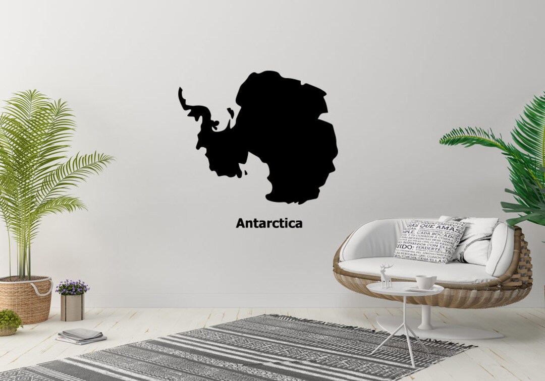 Antarctica Country Map Outline Travel Wall Sticker Vinyl Decal Mural ...