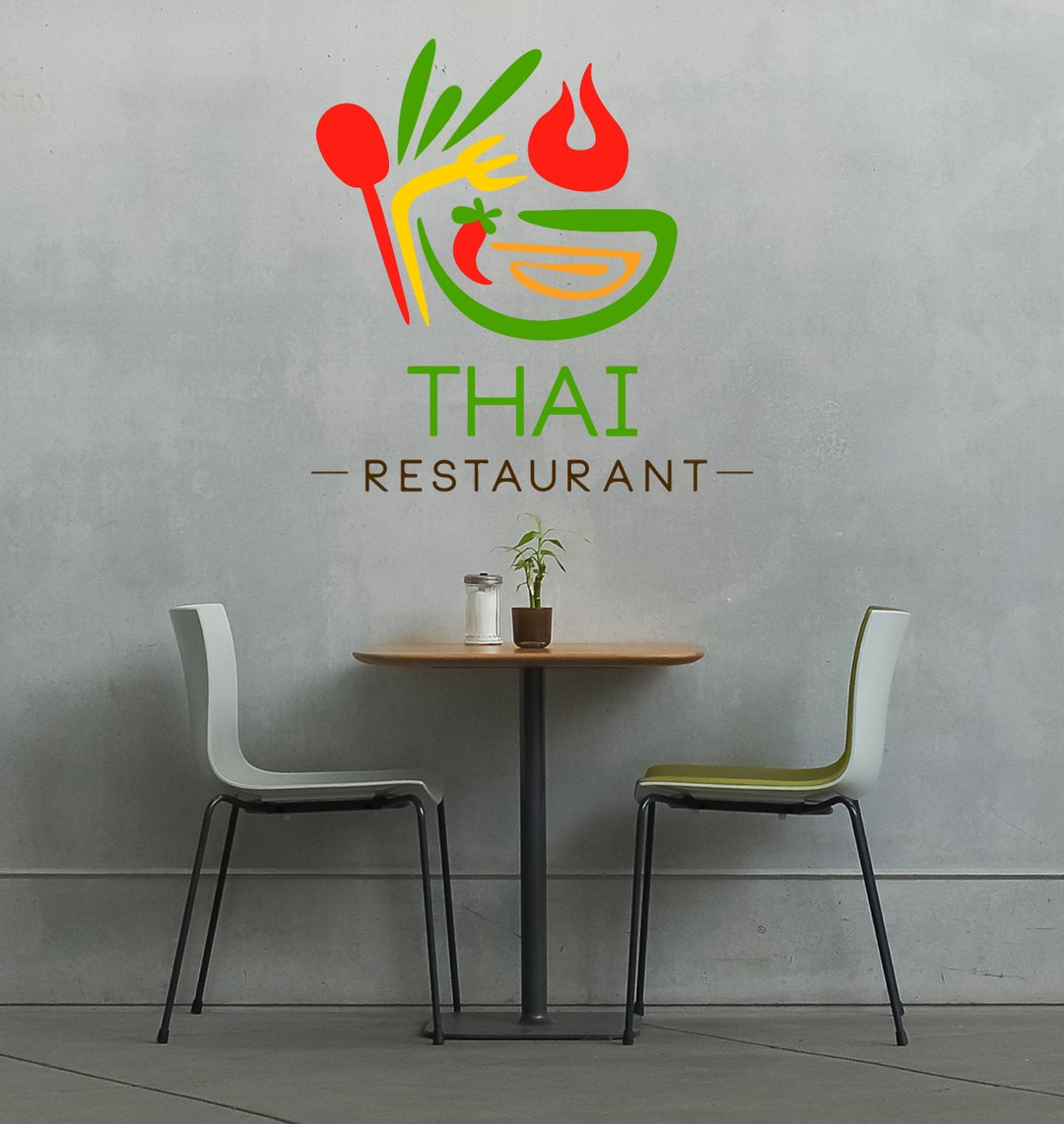 Thai Food Restaurant Logo Emblem Sign Car Wall Sticker Vinyl Decal ...