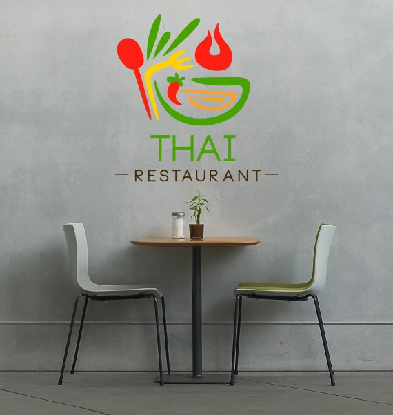 Thai Food Restaurant Logo Emblem Sign Car Wall Sticker Vinyl - Etsy