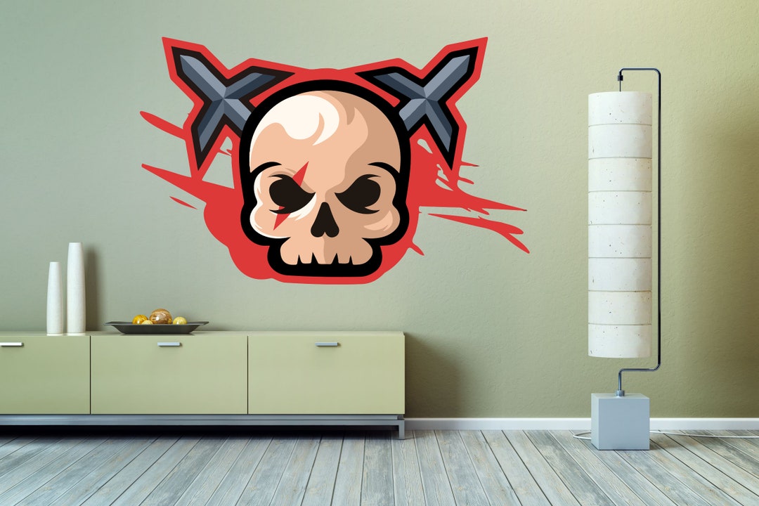 Skull Head Swords Logo Car Wall Sticker Vinyl Decal Mural Art Decor ...