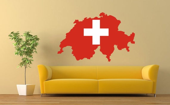 Switzerland Country Map Flag Outline Travel Car Wall Sticker | Etsy
