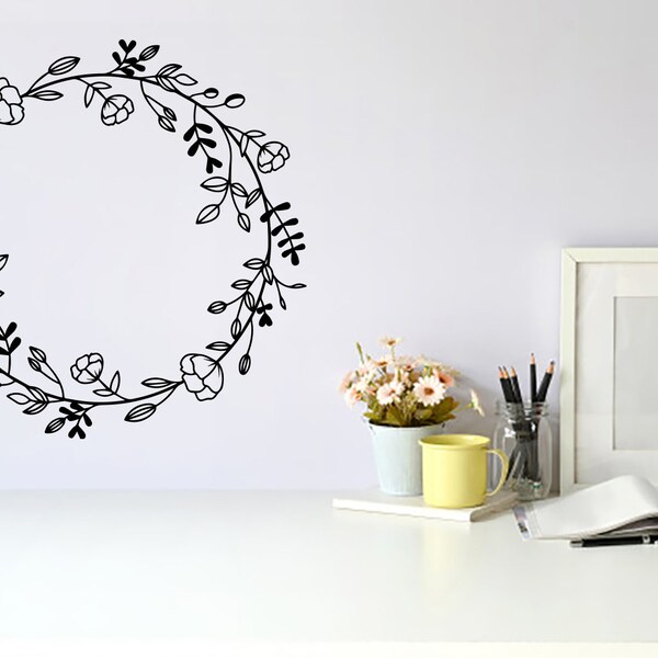 Floral Wreath Decal - Etsy