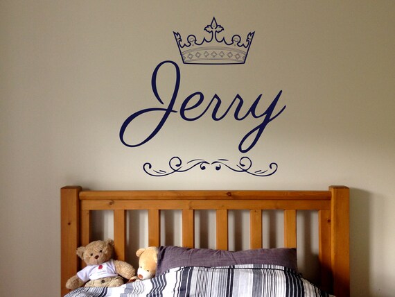 Jerry Boy Name Prince Crown King Nursery Kids Room Wall - Etsy