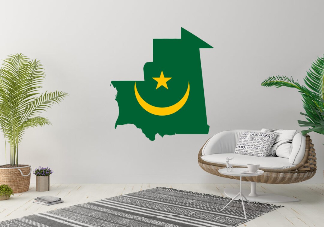 Mauritania Country Map Flag Outline Travel Car Wall Sticker - Etsy