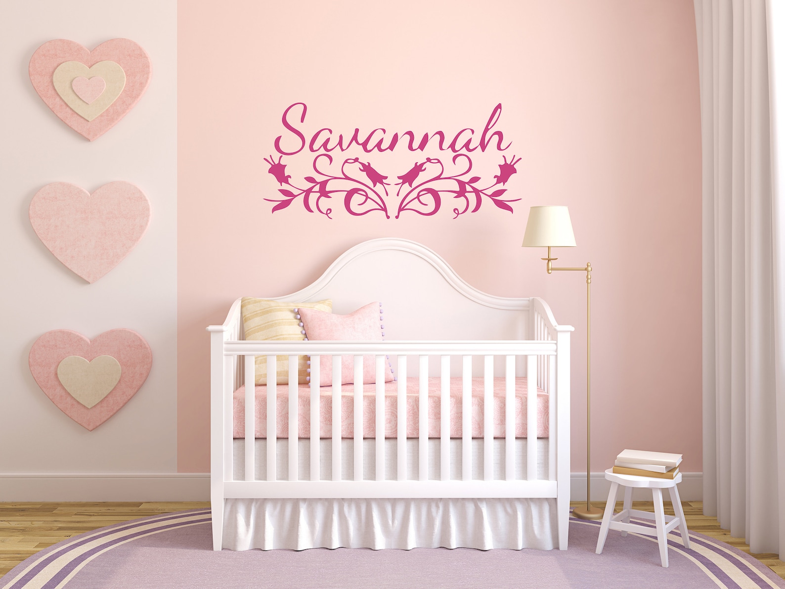 Savannah Girl Name Vinyl Decal Flowers Wall Decoration Peel - Etsy