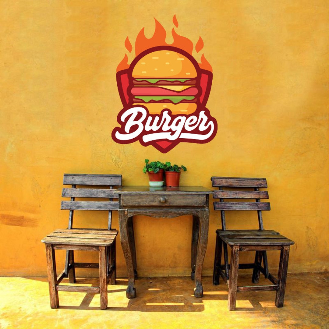 Fast Food Burger Restaurant Logo Emblem Sign Car Wall Sticker Vinyl ...