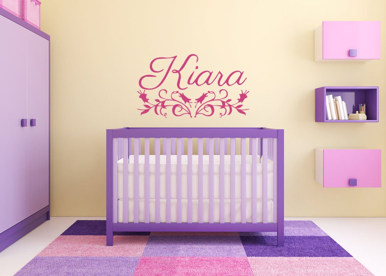 Kiara Girl Name Flowers Floral Nursery Kids Room Wall Sticker - Etsy