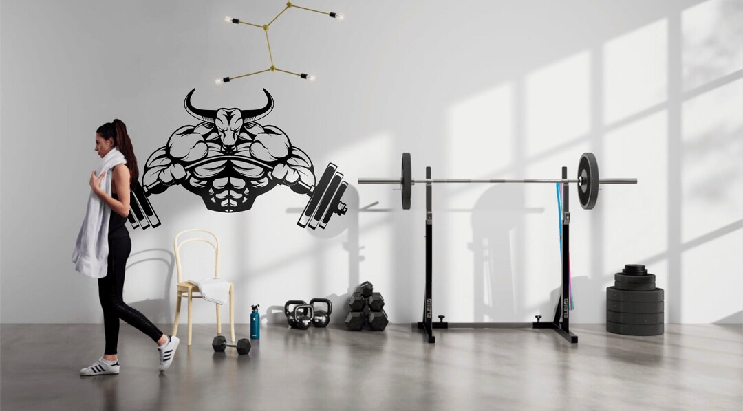 Bull Gym Sport Workout Fitness Bodybuilding Animal Barbell Muscles Logo ...