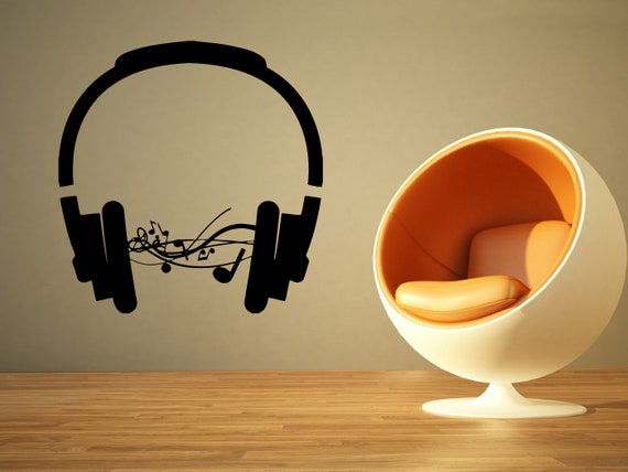 Music Sound EDM Headphones DJ Club Wall Sticker Vinyl Decal | Etsy