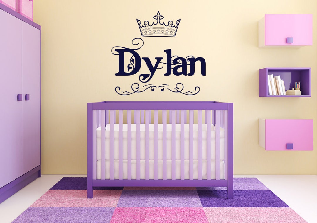 Dylan Boy Name Wall Decoration Prince Crown Wall Sticker Little King ...