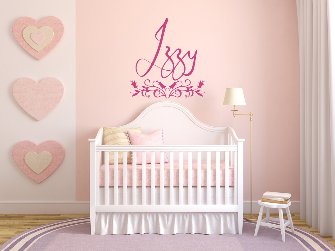 Izzy Girl Name Flowers Floral Nursery Kids Room Wall Sticker Vinyl ...