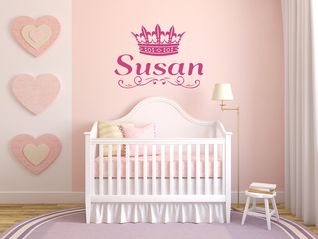 Susan Girl Name Princess Crown Queen Nursery Kids Room Wall Sticker ...