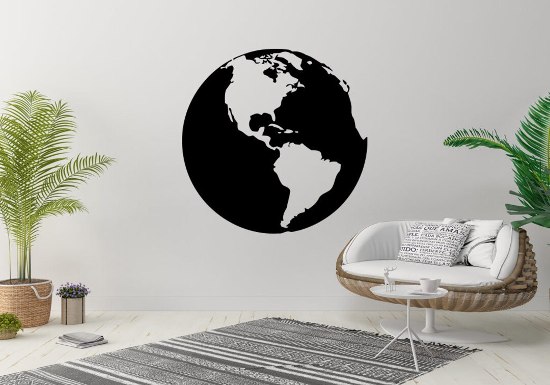 Earth Planet World Map Globe Wall Sticker Vinyl Decal Mural Art Decor ...