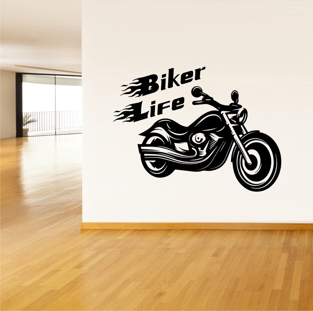 Biker Life Large Wall Poster Motorcycle Wall Sticker Mens Boys Bedroom ...