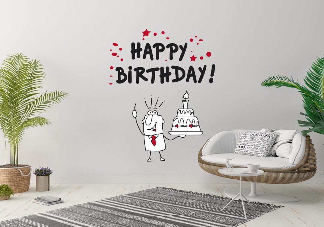 Happy Birthday Wall Banner Birthday Celebration Funny Wall Sticker Peel ...