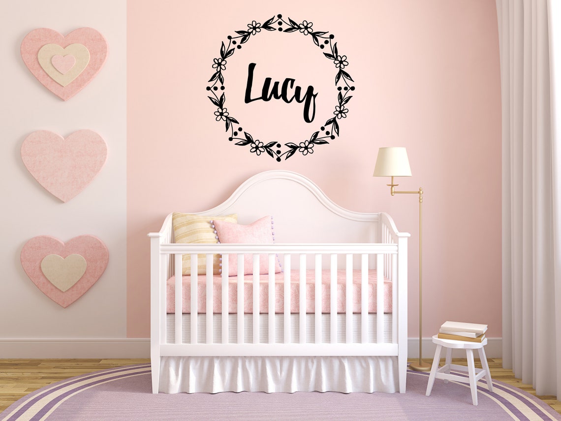 Lucy Girl Name Wreath Flowers Floral Nursery Kids Room Wall | Etsy